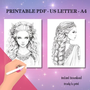 GREEK GODDESSES Coloring Book, 34 Coloring Pages for Adults and Kids ...