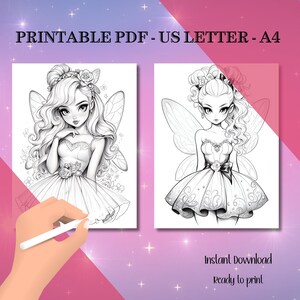 PINUP FAIRIES 30 Coloring Pages, Coloring Book for Adults and Kids ...