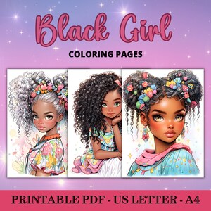 BLACK GIRL Coloring Book, 31 Coloring Pages for Adults and Kids ...