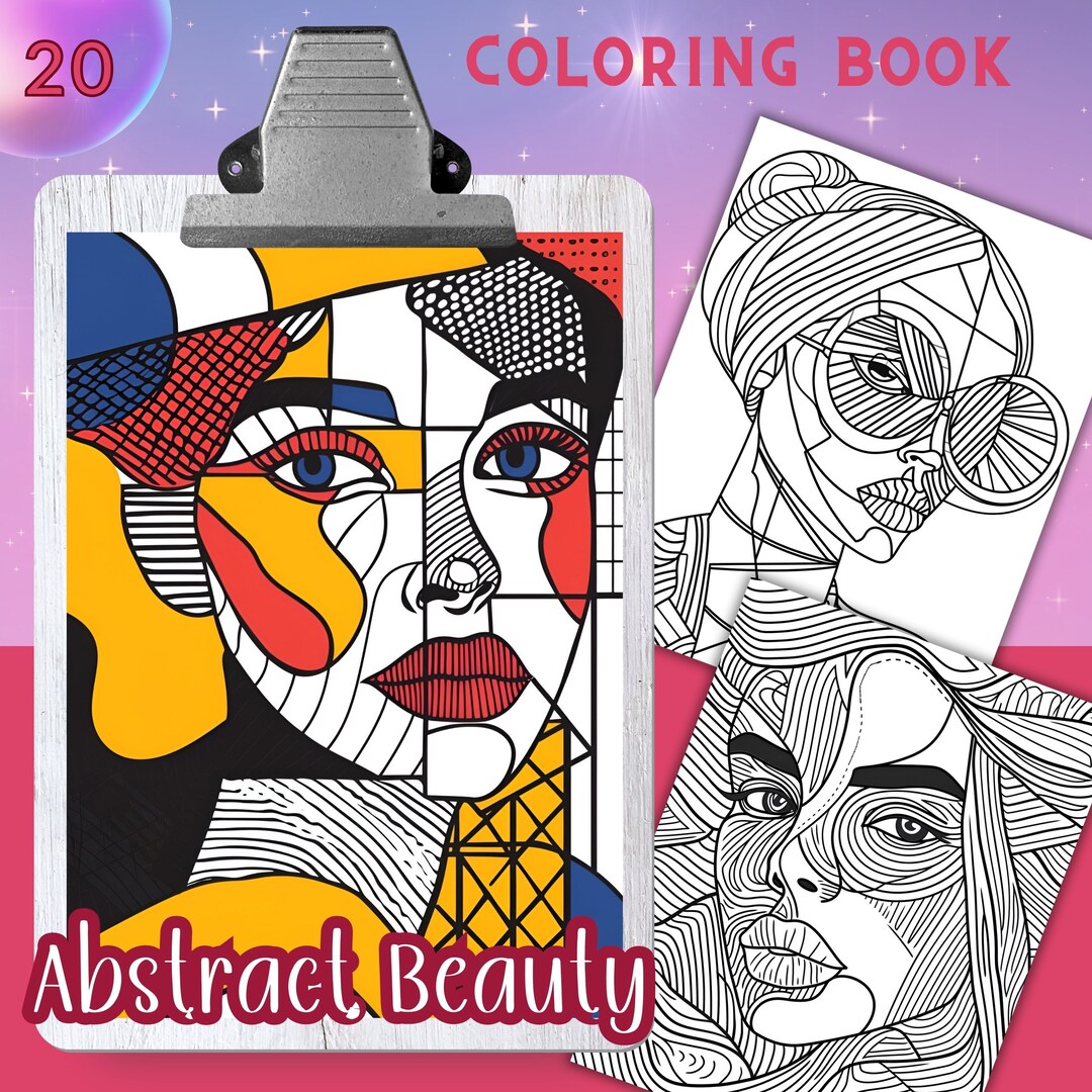 ABSTRACT BEAUTY Coloring Book, 20 Coloring Pages for Adults, Coloring ...