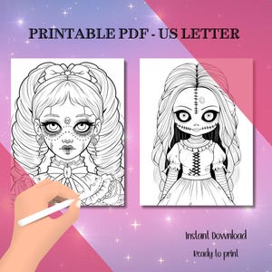 CREEPY DOLLS Coloring Book, 25 Coloring Pages for Adults and Kids ...