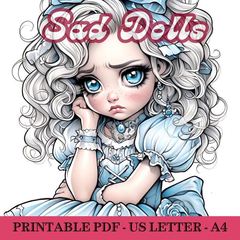 SAD DOLLS - 20 Coloring Pages, Coloring Book for Adults and Kids ...