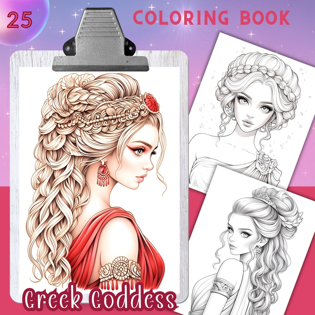 GREEK GODDESSES Part-2 Coloring Book, 25 Coloring Pages for Adults and ...