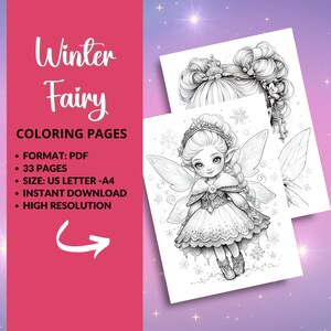 WINTER FAIRY Coloring Book, Relaxing and Inspiring Designs for Stress ...