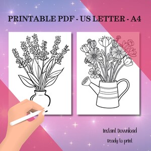 43 Coloring Pages, RELAXING FLOWERS, Coloring Book for Adults and Kids ...