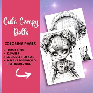 Cute CREEPY DOLLS Coloring Book, 42 Coloring Pages for Adults and Kids ...