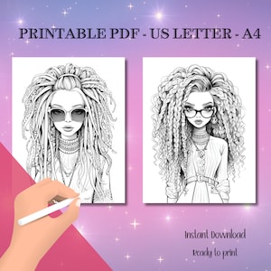 DREADLOCKS HAIRSTYLES Coloring Book, 30 Coloring Pages for Adults and ...