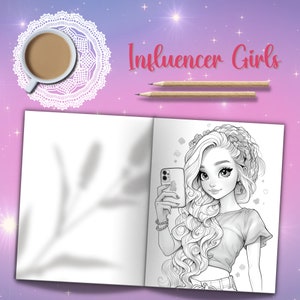 INFLUENCER GIRLS, 40 Coloring Pages, Coloring Book for Adults and Kids ...