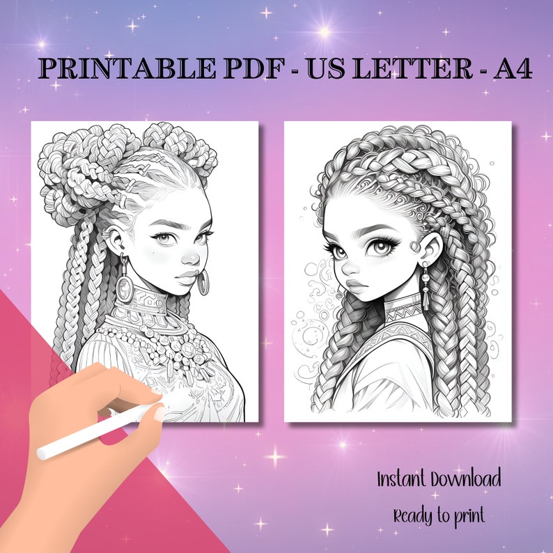 CORNROWS HAIRSTYLES - 33 Coloring Pages, Coloring Book for Adults and ...