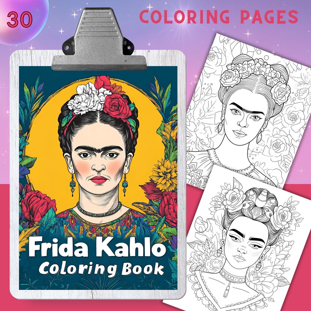 Coloring Book, FRIDA KAHLO, 30 Coloring Pages for Adults and Kids ...