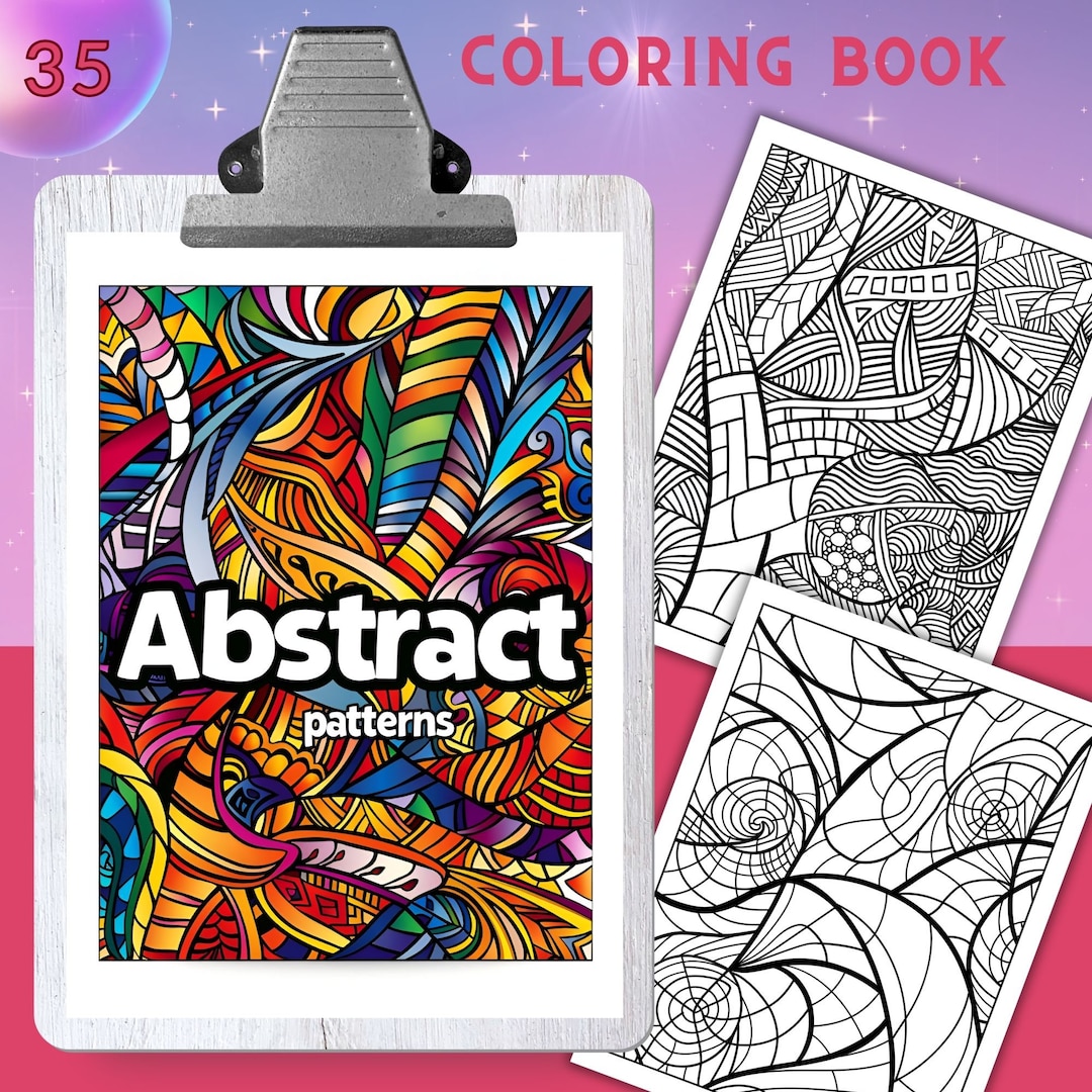 ABSTRACT PATTERNS, 35 Coloring Pages, Coloring Book for Adults and Kids ...