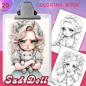 SAD DOLLS - 20 Coloring Pages, Coloring Book for Adults and Kids ...