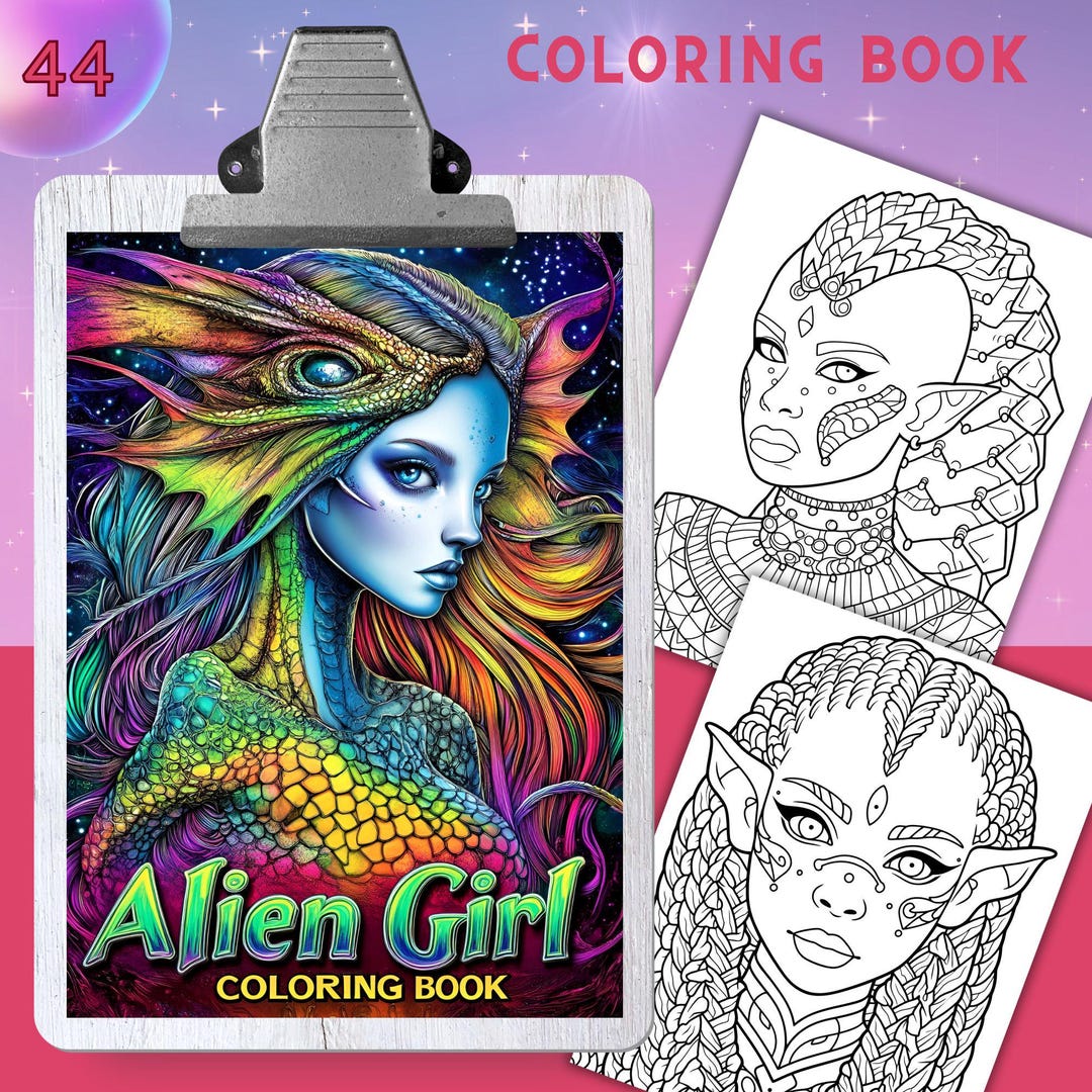 ALIEN GIRLS Coloring Book, Relaxing and Inspiring Designs for Stress ...