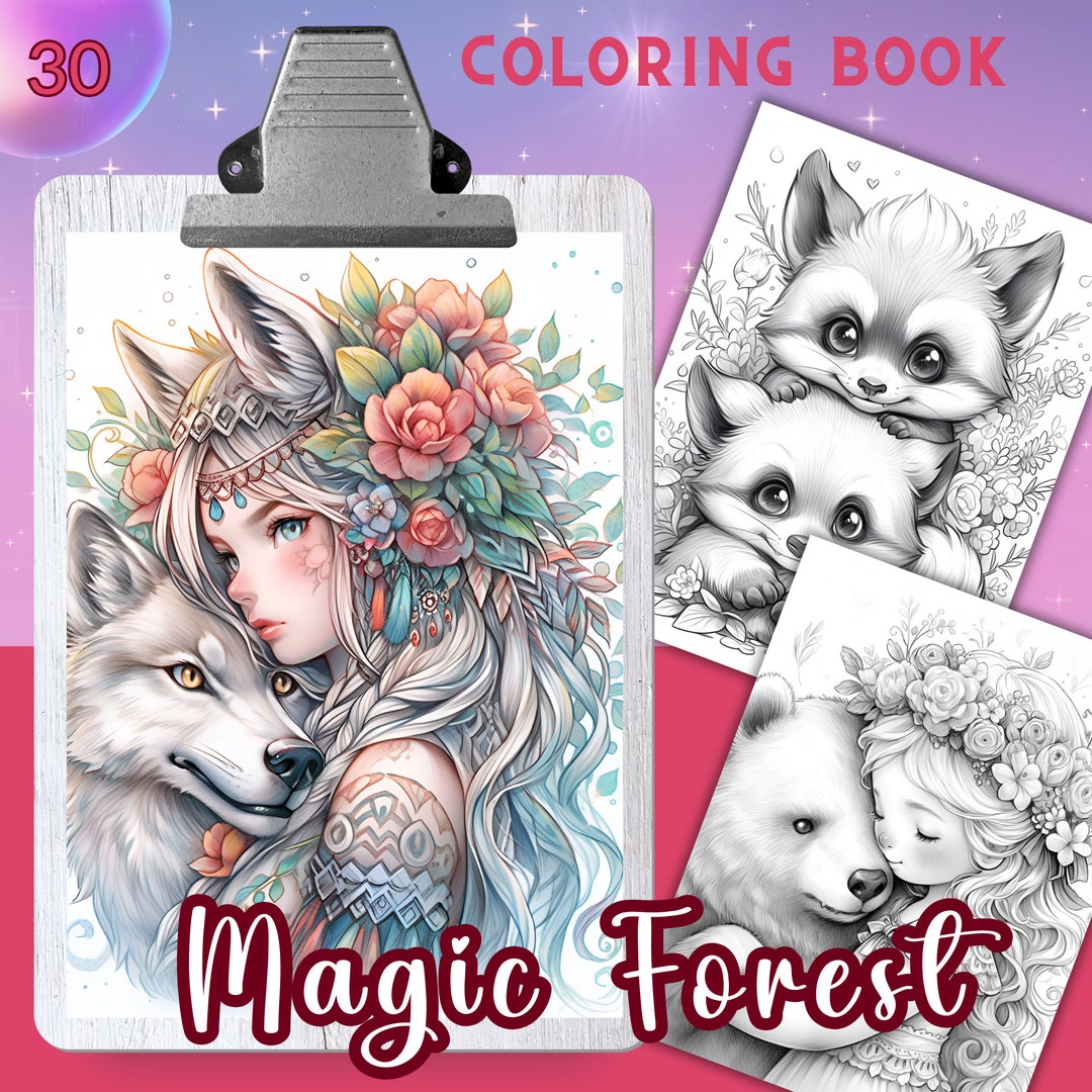 MAGIC FOREST - 30 Coloring Pages, Coloring Book for Adults and Kids ...