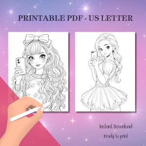 INFLUENCER GIRLS, 40 Coloring Pages, Coloring Book for Adults and Kids ...