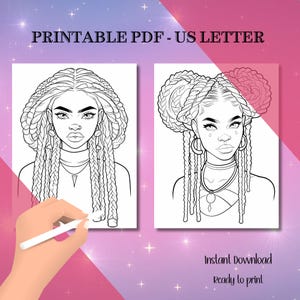 BRAIDS and DREADLOCKS Hairstyles Coloring Book, 30 Coloring Pages for ...