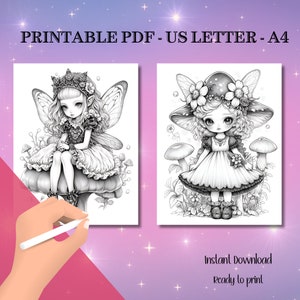 MUSHROOM FAIRY - 35 Coloring Pages, Coloring Book for Adults and Kids ...