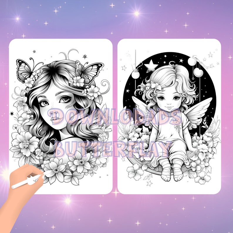 Moon Fairies Coloring Book, 20 Coloring Pages, Coloring Book for Adults ...