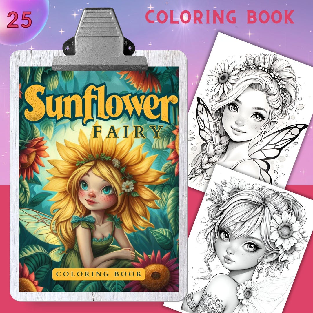 SUNFLOWER FAIRY Coloring Book, Relaxing and Inspiring Designs for ...