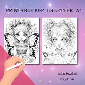 BUTTERFLY FAIRIES 25 Coloring Pages, Coloring Book for Adults and Kids ...