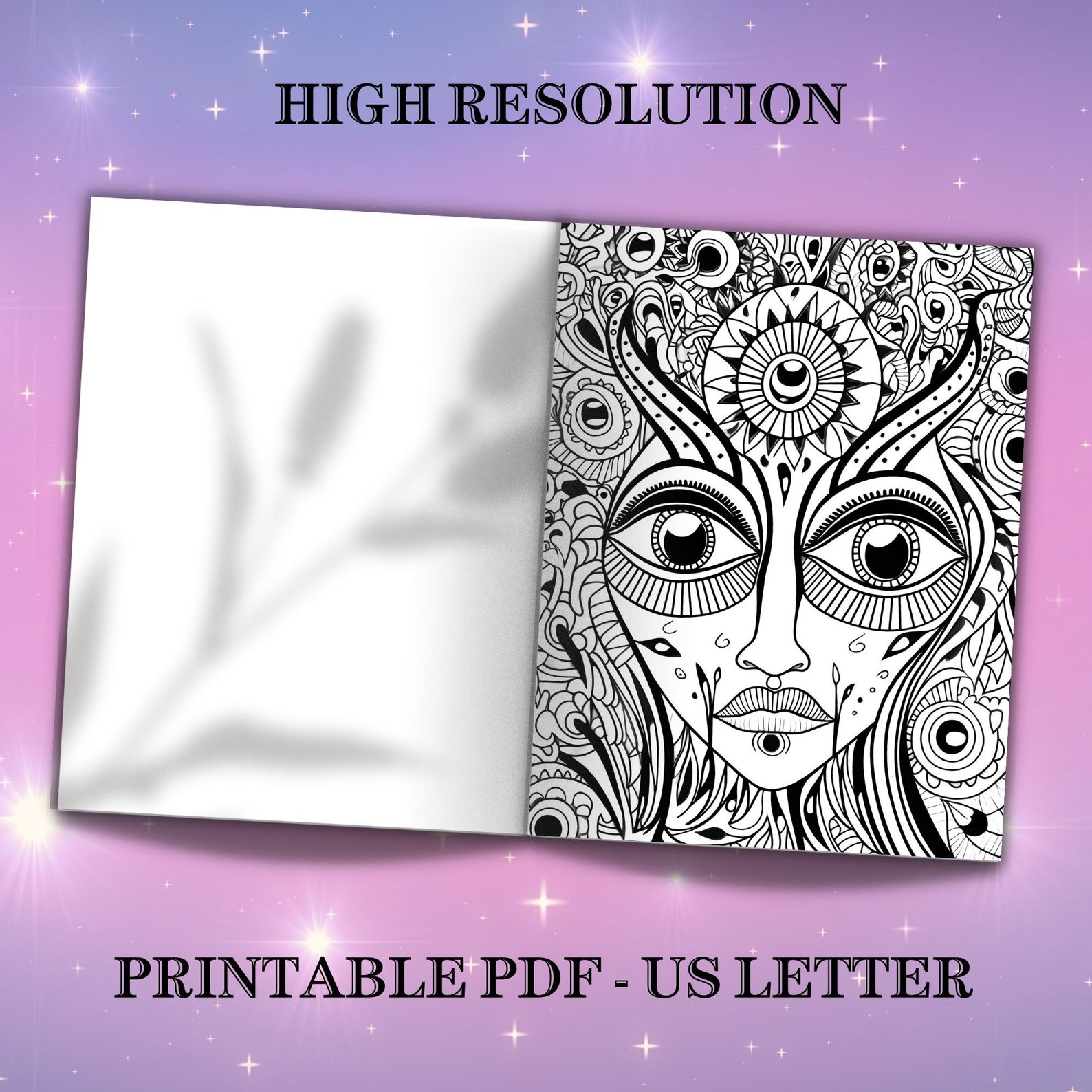ABSTRACT PORTRAITS Coloring Book, 44 Coloring Pages for Adults ...
