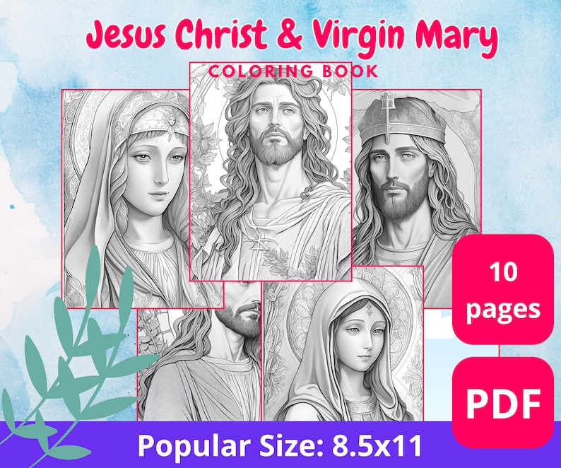 Jesus Christ & Virgin Mary 10 Coloring Pages Coloring Book - Etsy