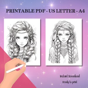 NATIVE AMERICAN Girls - 35 Coloring Pages, Coloring Book for Adults and ...