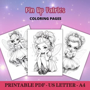 PINUP FAIRIES - 30 Coloring Pages, Coloring Book for Adults and Kids ...