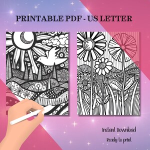 ABSTRACT, 44 Coloring Pages, Coloring Book for Adults and Kids, Stress ...