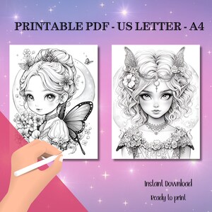 MOON FAIRIES - 25 Coloring Pages, Coloring Book for Adults and Kids ...