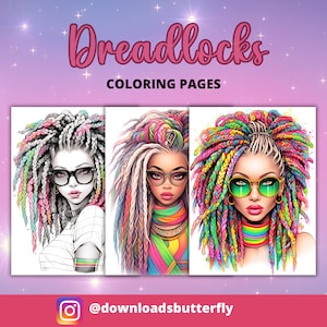 DREADLOCKS HAIRSTYLES Coloring Book, 30 Coloring Pages for Adults and ...