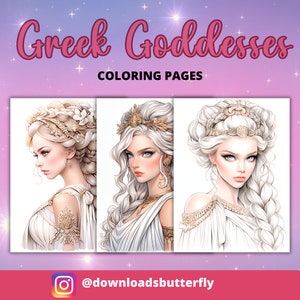 GREEK GODDESSES Coloring Book, 34 Coloring Pages for Adults and Kids ...