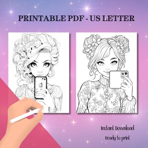 INFLUENCER GIRLS, 40 Coloring Pages, Coloring Book for Adults and Kids ...