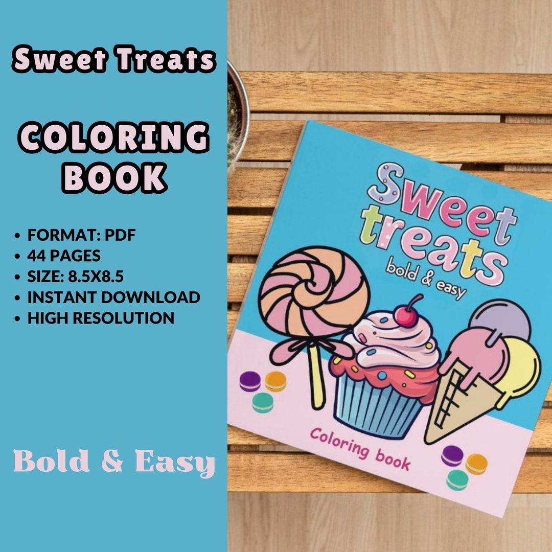 44 Coloring Pages, Sweet Treats Bold & Easy, Coloring Book for Adults ...