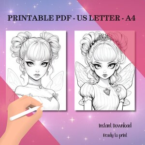 PINUP FAIRIES - 30 Coloring Pages, Coloring Book for Adults and Kids ...