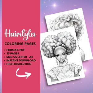 HAIRSTYLES - 35 Coloring Pages, Coloring Book for Adults and Kids ...