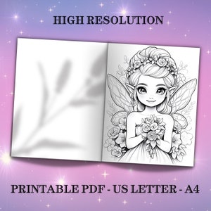 FLOWER FAIRY - 25 Coloring Pages, Coloring Book for Adults and Kids ...