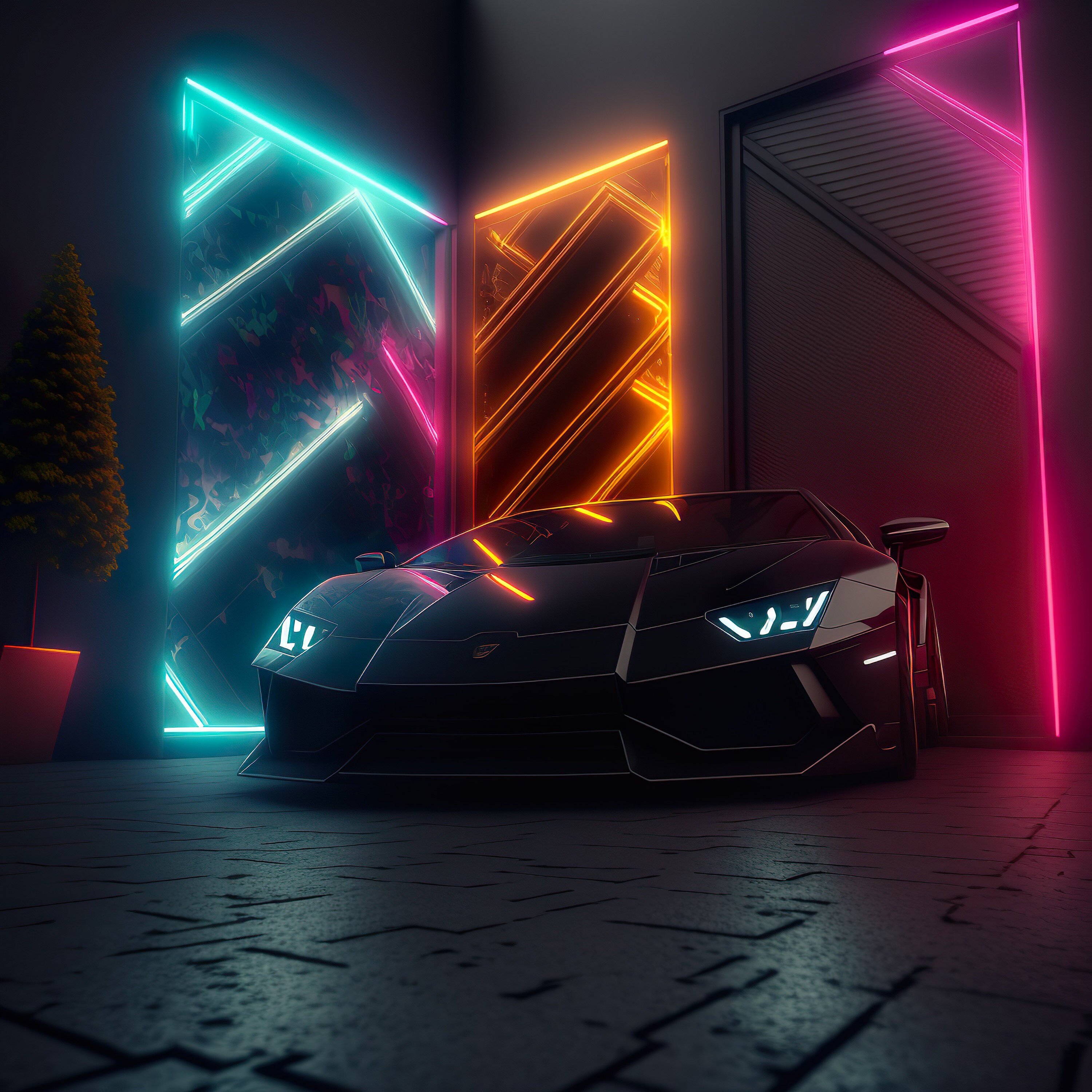 Lamborghini Aventador Neon Gaming Image - Etsy