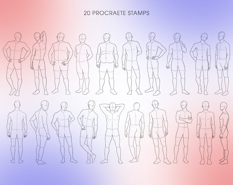 Procreate Male Body Stamps Procreate Poses Procreate Etsy 