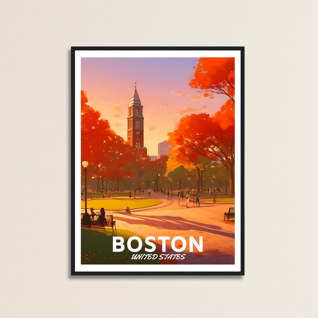 Boston Print Boston Poster United States Illustration Boston Travel ...