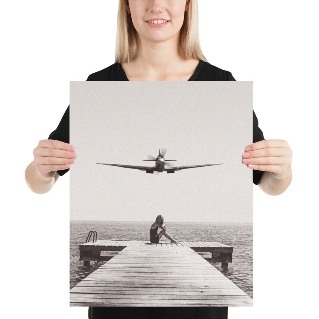 Poster of a Spitfire in the Beach in WW2 Aviation Poster - Etsy
