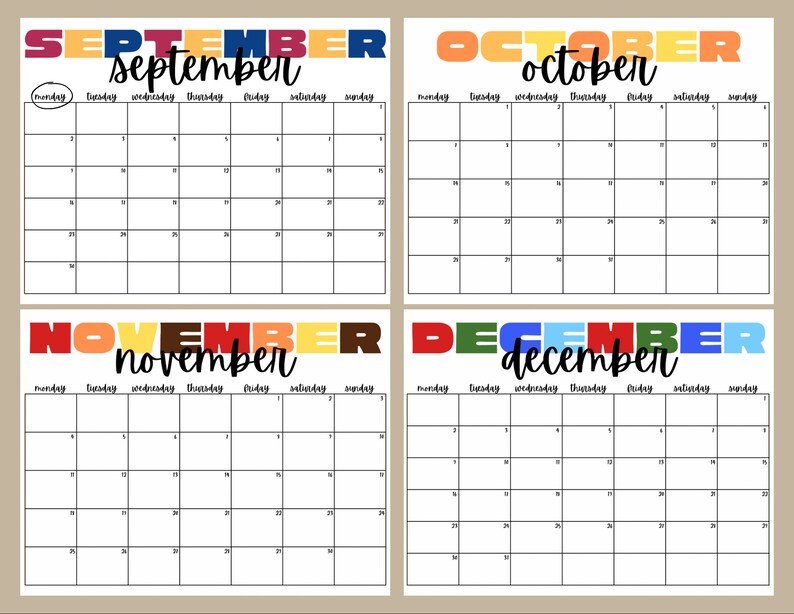 2024 Calendar With Color 2024 Monthly Planner Landscape Simple Color ...