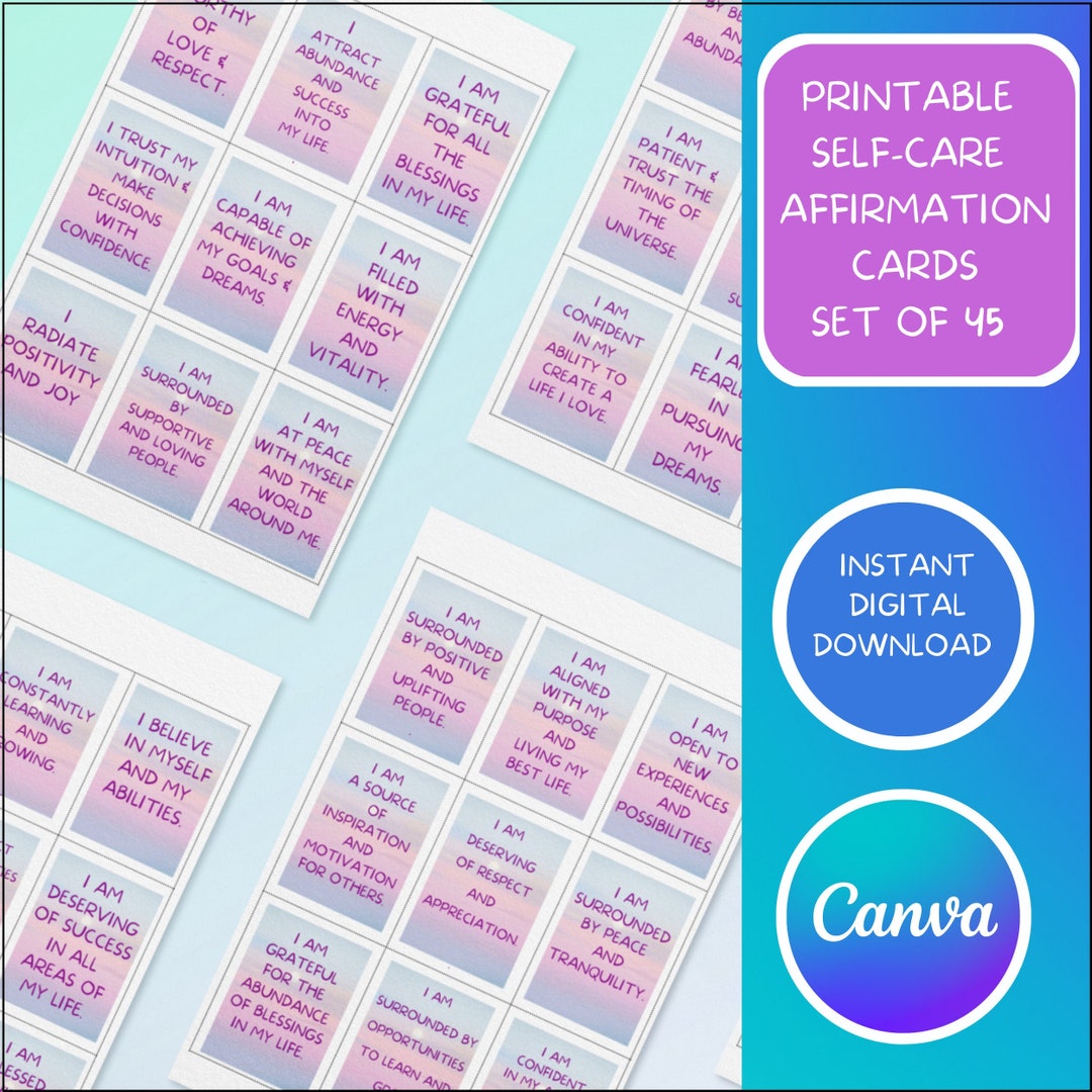 Positive Affirmation Cards Mindfulness Affirmation Therapy ...