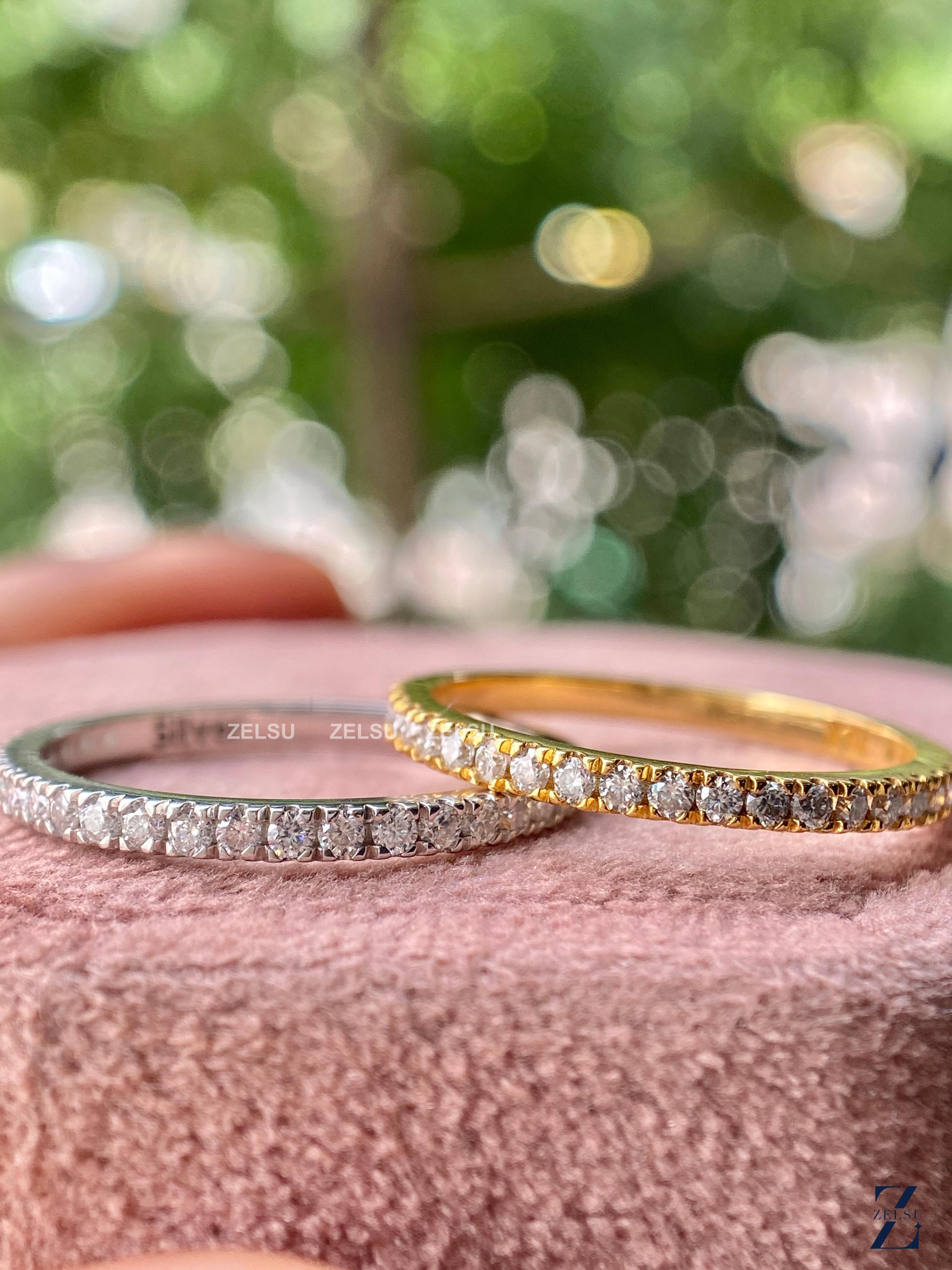 1.20/1.70MM Round Cut Lab Diamond Wedding Band, Lab Diamond Half ...