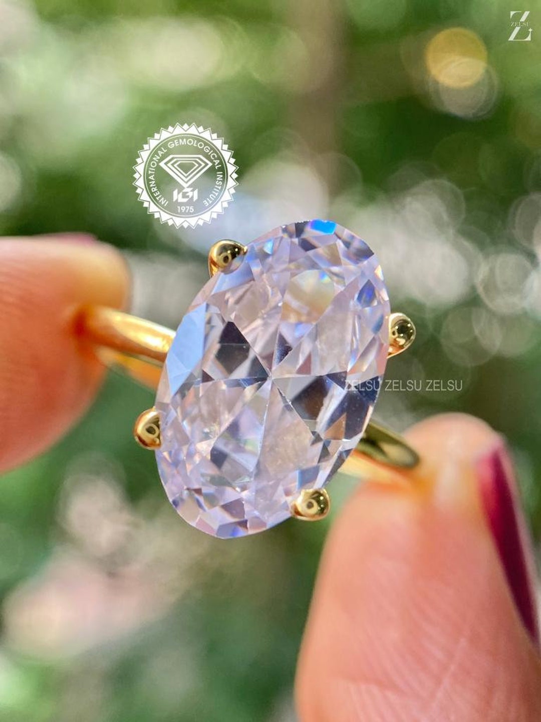 Moval Lab Grown Diamond Ring, 5.0 CT Oval Shape Diamond Engagement Ring ...