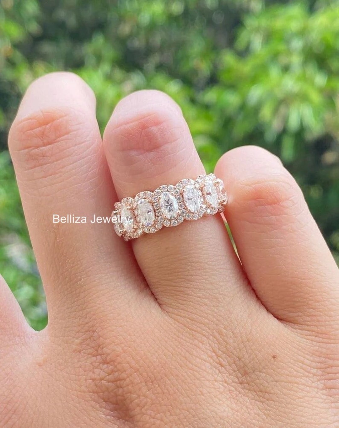 Oval Cut Half Eternity Band Moissanite Ring Classic Vintage - Etsy
