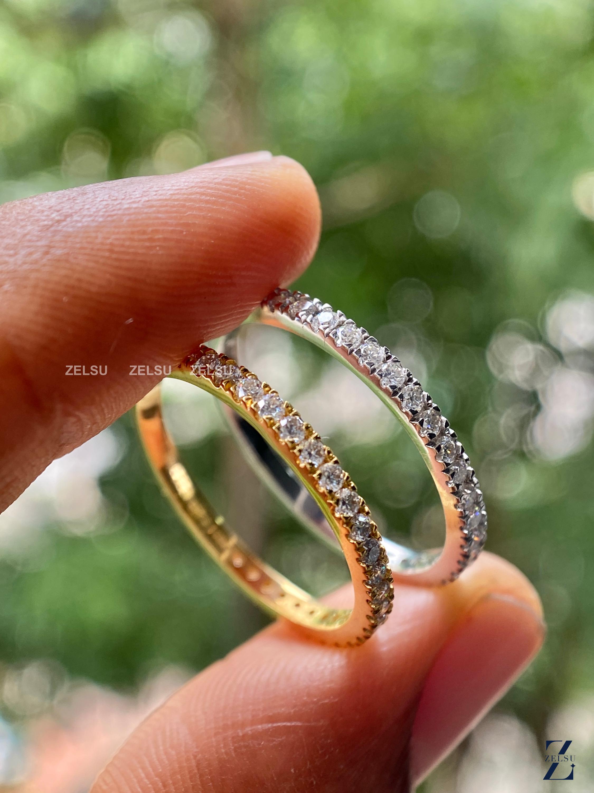 1.20/1.70MM Round Cut Lab Diamond Wedding Band, Lab Diamond Half ...