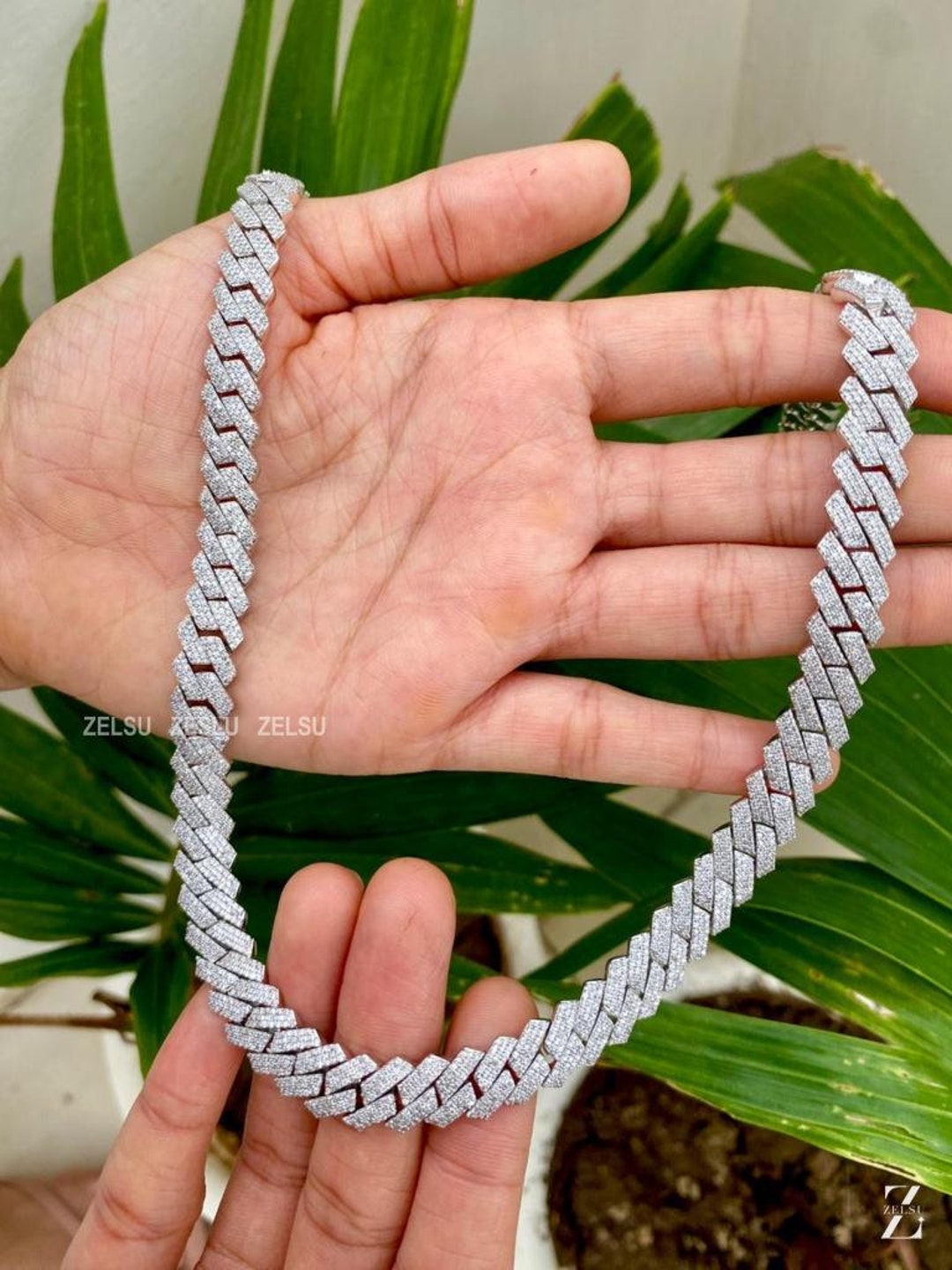 Shine With Gold Miami Cuban Chains and Iced Out Natural Diamond Cuban ...