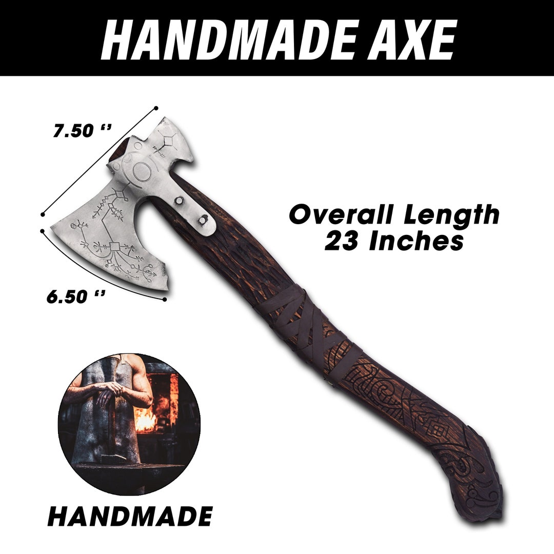 God of War Hand Forged Axe With Leather Sheath Handmade - Etsy UK
