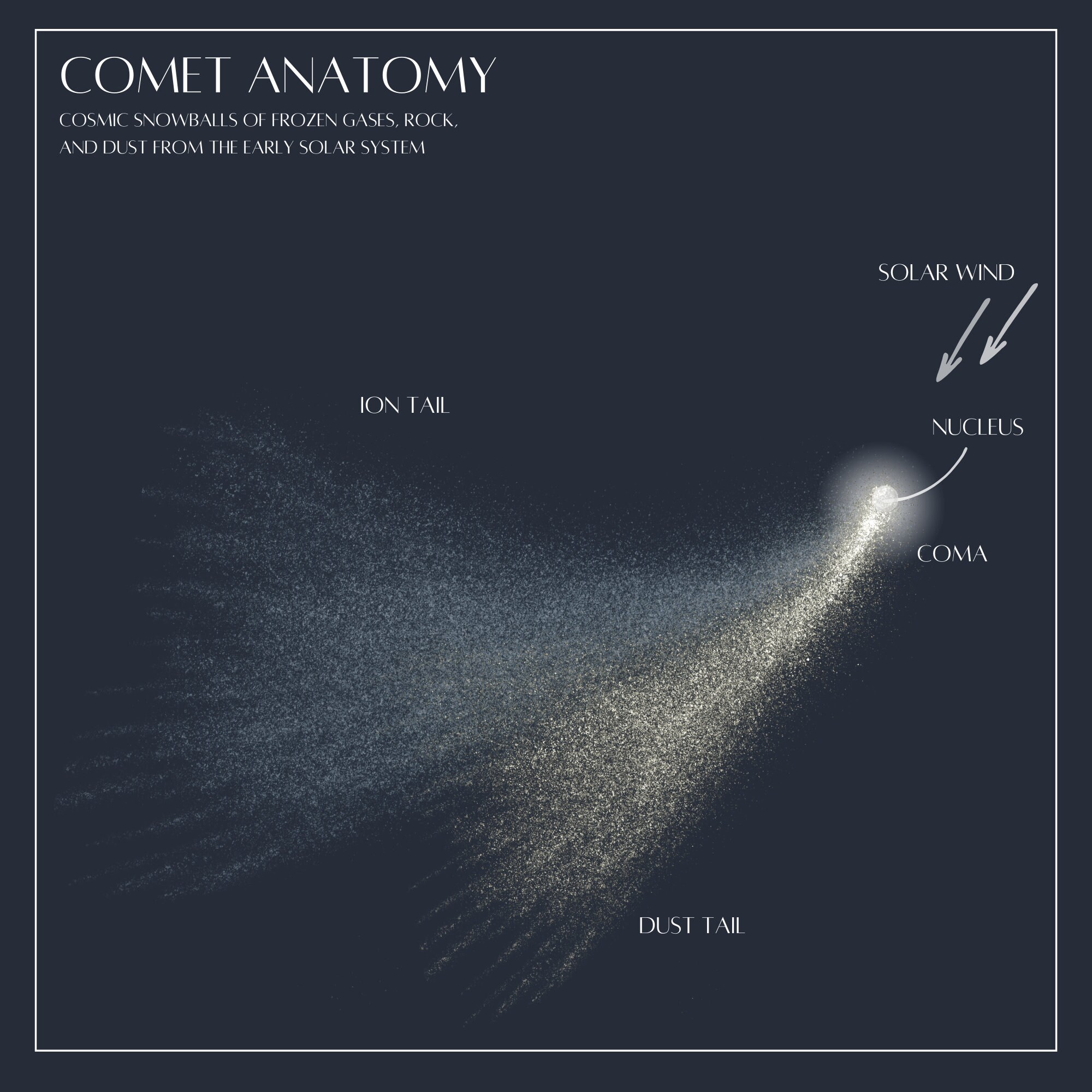 Comet Anatomy Poster, Digital Download, Wall Art, Planetary Science ...